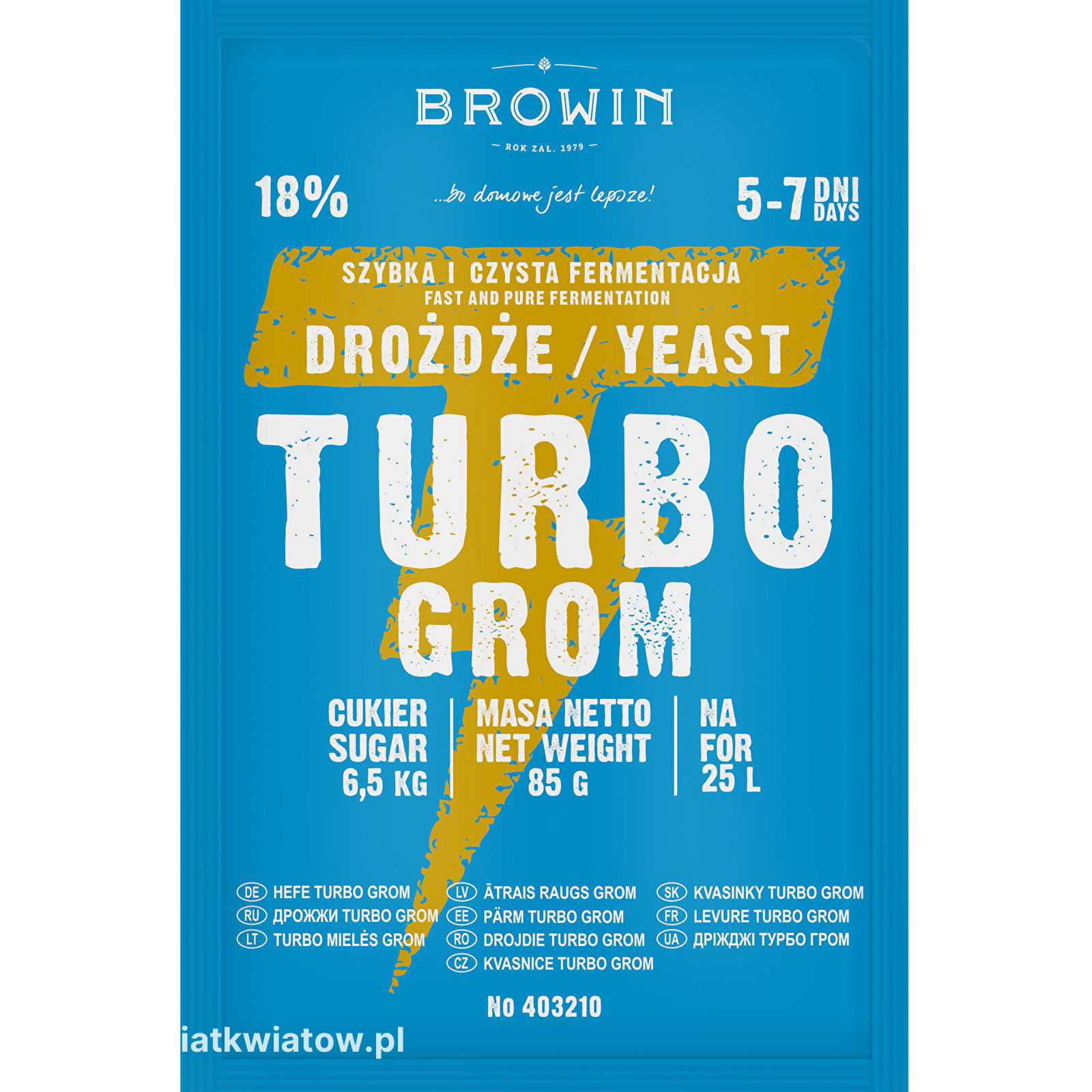 Drożdże gorzelnicze Turbo - Grom 5 - 7 dni - 85 g - Sklep Świat Kwiatów | Dostawa gratis!